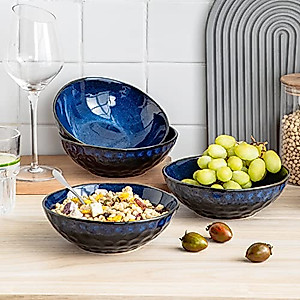 vancasso Starry 24oz Cereal bowls, Set of 4 Porcelain Pasta Bowls Lead-free Soup Bowls, Blue Bowl for Kitchen, Ceramic Bowls for Cereal Soup Oatmeal Salad, Dishwasher & Microwave Safe