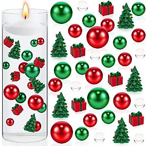 MTLEE 2106 Pieces Christmas Vase Filler Pearl for Vase Filler Pearls Candyland Water Gels Beads Candles Centerpiece for Christmas Home Table Party Decor(Pine Tree)