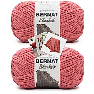 Bernat Blanket Yarn - Big Ball (10.5 oz) - 2 Pack with Pattern Cards in Color (Terracotta Rose)