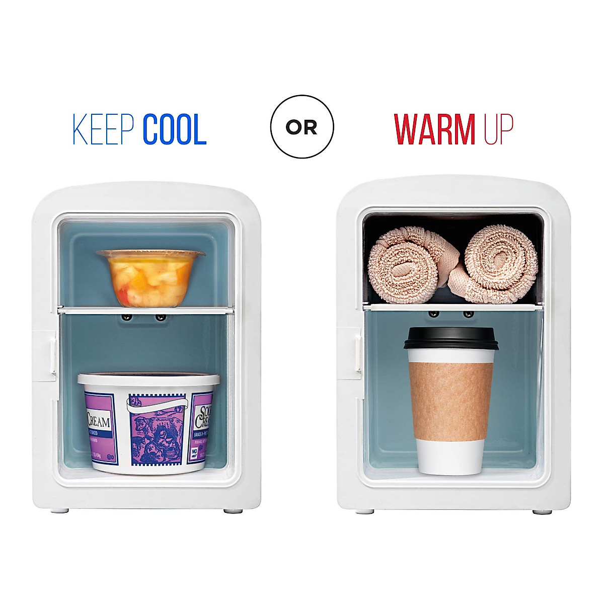 Chefman - Iceman Mirrored Beauty Fridge With LED Lighting, 6L Portable White Mini Refrigerator, Skin Care, Makeup Storage, Chill Cosmetics & Face Masks, Small For Desktop Or Travel, Cool & Heat