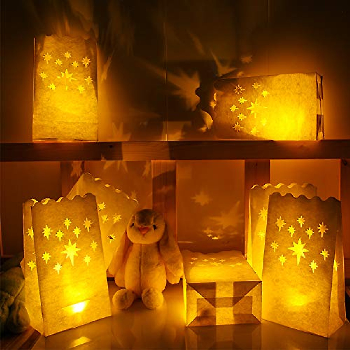 PChero 12pcs Luminary Bags, Ideal for Electric LED Votive Tealight Candles Holder, Fire Retardant Paper Lantern Bag for Wedding Party Thanksgiving Christmas Valentines Decoration