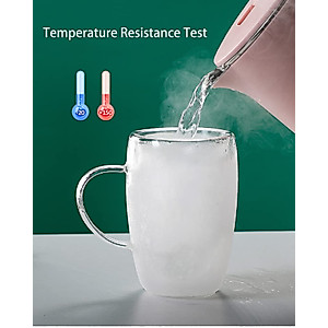 15 Oz Double Walled Coffee Cups Glass Coffee Mugs Clear Coffee Mug with Lid Insulated Coffee Mug Perfect for Cappuccino,Tea,milk ,Espresso,juice, Hot Beverage with Handle (15oz, with bamboo lid)