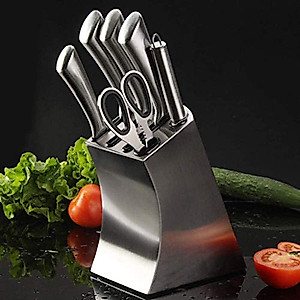 CUJUX World Universal Knife Block Stainless Steel Modern Design with Scissors Slot Knife Holder Countertop Storage