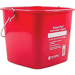 San Jamar KP196KCRD Kleen-Pail Commercial Cleaning Bucket, 6 Quart, Red