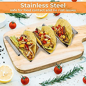 ORIGENUIN Set of 4 Premium Stainless Steel Taco Holder Racks | Taco Holder Plate Shell Stands, Stylish Taco Tray Easy Filling & Serving | Grill-Oven, Dishwasher Safe