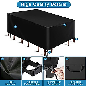 Patio Furniture Cover Waterproof,GGB Outdoor Table Cover Rectangular , 420D Heavy Duty Outdoor Patio Set Cover with Handle 84" L x 52" W x 29" H