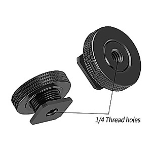 [2 Packs]- Atmoshue 1/4" Female Thread to Hot Shoe Adapter, Hot Shoe Mount Adapter with 1/4 to 1/4" Male Screw Adapter for Magic Arm, Monitor, Video Light