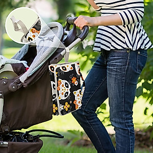 Cat Sugar Skulls Flowers Portable Changing Pad for Unisex Baby Toddler Waterproof Foldable Baby Changing Mat with Pillow & Shoulder Strap Baby Diaper Clutch for Gift Home Dresser Traveling Hiking