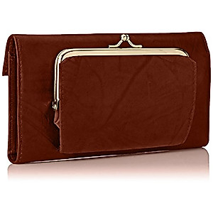 Buxton Heiress Organizer Clutch, Mahogany, One Size