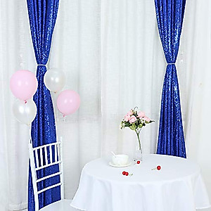 TRLYC Royal Blue Sequin Backdrop Curtain 2 Panels 2x8ft Glitter Blue Sequin Curtains Backdrop for Party Wedding Birthday Christmas Halloween