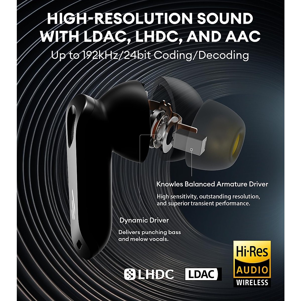 Edifier NeoBuds Pro 2 Multi-Channel Active Noise Cancellation Earbuds with Spatial Audio, Hi-Res Sound, LDAC & LHDC, AAC, 8 Mics for Clear Calls, Bluetooth 5.3, Fast Charging, App Customization, Black