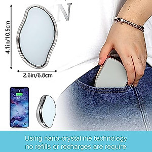 NOBVEQ Crystal Hair Eraser,Reusable Crystal Hair Remover Magic Painless Exfoliation Hair Removal Tool, Magic Hair Eraser for Back Arms Legs Fast & Easy Crystal Hair Eraser for Women and Men (Silver)