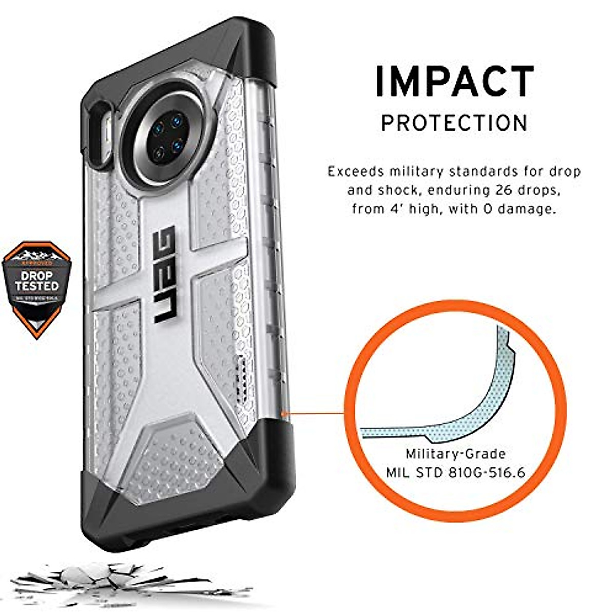 URBAN ARMOR GEAR UAG Designed for Huawei Mate 30 [6.62-inch Screen] Plasma Feather-Light Rugged [Ice] Military Drop Tested Phone Case