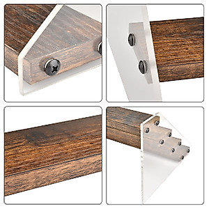 BCOZLUX Wood Display Stand, 4 Tier Clear Acrylic Display Shelf Riser Organizer for Vendors, Pop Figures, Cupcakes, Collectibles Storage, Rustic Brown and Black