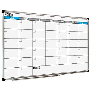 XBoard Magnetic Calendar Whiteboard 48" x 32" - Monthly Calendar Dry Erase Board, White Board + Colorful Calendar Board, Silver Aluminium Framed Monthly Planning Board