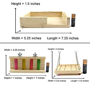 Wooden Platform Ladder Stand Swing Climbing Biting Toy for Mouse Chinchilla Rat Gerbil and Dwarf Hamster Climbing Toy (M)