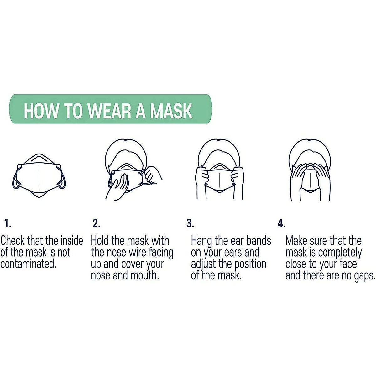 akgk KN95 Face Masks 100 Pack, Individually Wrapped, 5-Ply Disposable Navy Blue Face Mask Against PM 2.5 Smoke & Dust, Filtration Efficiency 95%