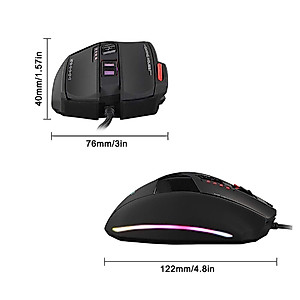 Zelotes C13 Gaming Mouse, AFUNTA LED Optical Gaming Mouse Wired with 13 Programmable Buttons, Compatible with PC Mac Laptop, DPI 1500/2500/4000/7000/10000