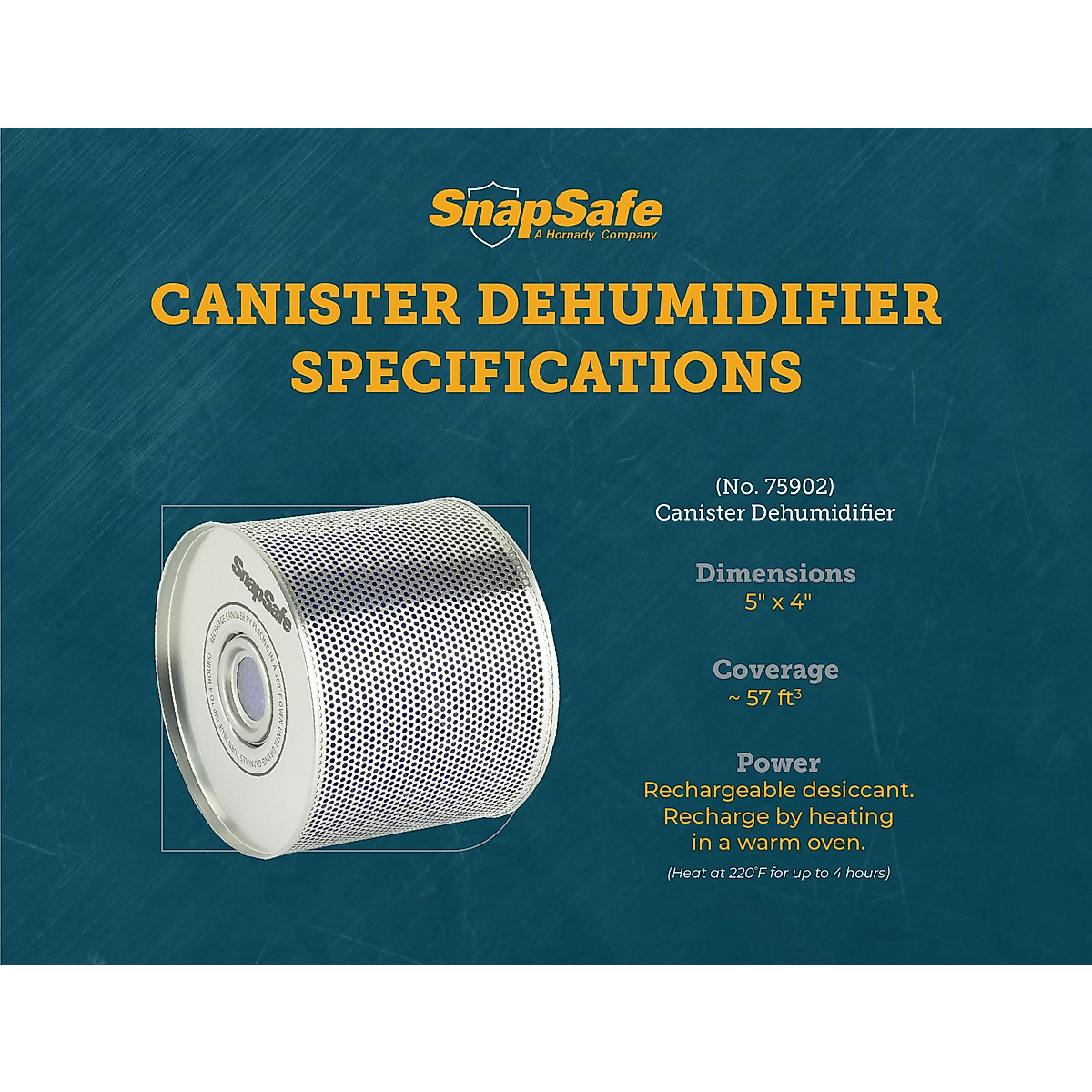 SnapSafe Reusable Canister Dehumidifier, 75902 - Portable, Easy to Use Moisture Absorbers for Gun Safes & Cabinets - Prevent Moisture Damage for Gun Safe Accessories, Firearms in Your Gun Vault