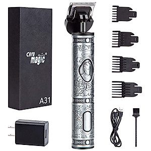 AmoVee Cordless Electric Clippers for Hair Cutting，Professional Hair Clippers for Man, An-ti Scratch T Blade Trimmer Outliner for Body Hair, Beard, Bang Grooming for Barber, Beginner, USB Rechargeable