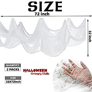 KITCHSTAR 5Pcs Halloween Creepy Cloth 32 x 72inch-Halloween Decorations Clearance Scary Spooky Cloth Creepy Gauze, Hanging Gauze Decor for Halloween Party Decoration Indoor Outdoor (3 Black+2 White)