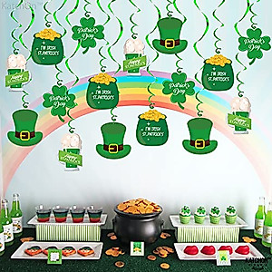 St Patricks Day Hanging Swirls Decorations - 30 Pieces, No DIY | Saint Patricks Day Hanging Decor | St Patricks Day Decorations Classroom, Shamrock Decorations, St Patricks Bulletin Board Decorations