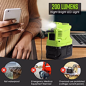 Laimiao for Ryobi 150W Portable Power Supply Inverter,Power Inverter for Ryobi 18 Volt Lithium Battery USB Charger Adapter,AC 110V-120V 150 Watt Powered Inverter Generator with LED Light