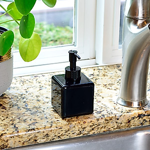 Youngever 5 Pack Black Plastic Square Pump Bottles, Refillable Plastic Pump Bottles for Dispensing Lotions, Shampoos and More (8 Ounce)