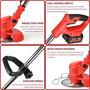 Battery Weed Wacker with Charger, 3-in-1 Electric Weed Eater Cordless, Lightweight Cordless Grass Trimmer Tool with 3 Types Blades and 3ah Rechargeable Battery Powered for Garden Yard…