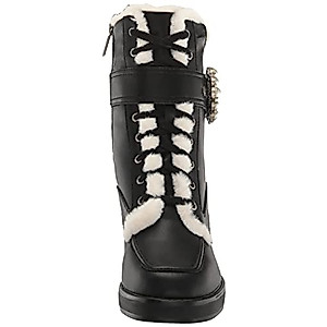 Karl Lagerfeld Paris Women's Dottie Fur Lace Up Boot Ankle, Black/Natural, 9