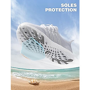SEEKWAY Mens Womens Water Shoes Quick Dry Aqua Shoes Barefoot for Beach Surf Hiking Pool Water Sports AD051 White