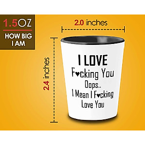Bubble Hugs Family Shot Glass 1.5oz - I Fcking Love You - Husband Funny Dad Wife Spouse Fiance Fiancee Daughter Children Son