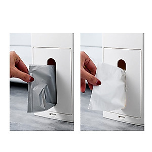 EXCBIOZ Trash Can,Slim Plastic Narrow Trash Can with Toilet Brush Holder Garbage Storage Organizer with Press Top Lid Modern Waste Can for Bathroom, 4.33x7.87x16.34in, White