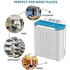 VCJ Portable Washing Machine, Twin Tub Washing Machine Laundry Compact Washer spinner Combo with 14lbs capacity, 9Lbs Washer and 5Lbs Spinner dryer for Apartments RVs and Dorms