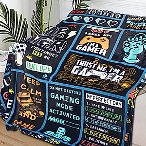 Bpsetsoe Gaming Blanket - Video Game Lovers Throws Blanket - 60'' x 80'' Black Fleece Blanket - Gamer Gift for Teen, Adult