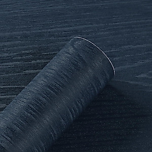 Skyblur Wood Navy Blue Contact Paper for Countertops Peel and Stick Wallpaper Deep Blue 24"x118" Realistic Wood Vinyl Removable Wall Paper Textured Navy Blue Contact Paper for Cabinets Kitchen Walls