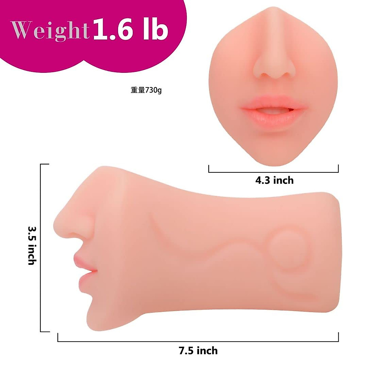 Male Masturbator Realistic Blowjob Stroker Lifelike Mouth and Deep Throat Onahoru Closed-Ended Pocket Oral Sleeve Adult Sex Toys for Man Masturbation (Flesh)
