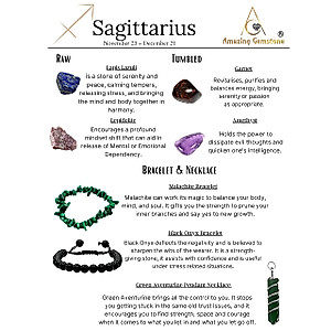 Amazing Gemstone Sagittarius Gifts Crystal Kit for Women Men, Combo Set of Healing Stones, Bracelets and Necklaces Pulseras Para Hombres Mujer Stocking Stuffers (Information Card Included)