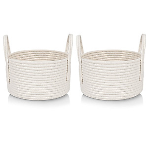 CubesLand Cute Small Baby Nursery Baskets Bin,Cat Toys Storage Basket,Soft Woven Baskets Set 2,Cube Organizer Basket Bin,Off White Basket Home Decor 9.5x5.51