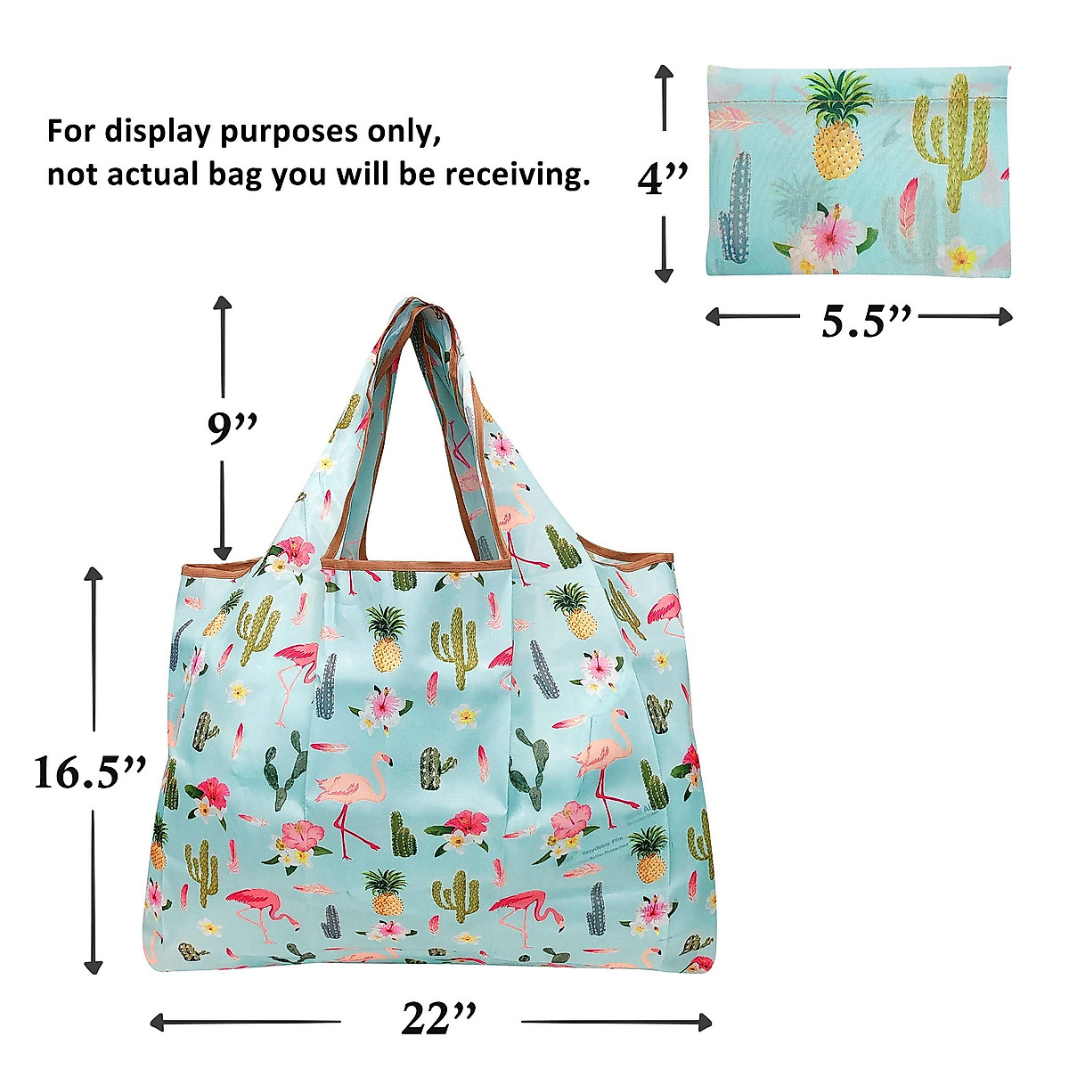 allydrew Large Foldable Tote Nylon Reusable Grocery Bags, Regal Elephants