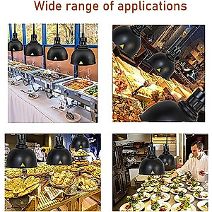 LINKANRUO Hanging Food Heat Lamp Restaurant, Food Heat Lamp 2 Pack Food Warmer Lamp, Food Heating Lamp Commercial Food Service Heat Lamp 110v Lamps(Gold)