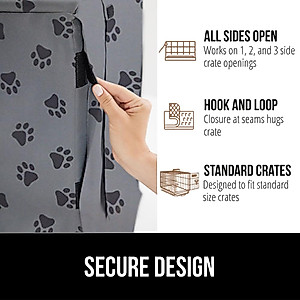 GORILLA GRIP Dog Crate Covers compatible with Amazon Basics Dog Crates, All Sides Open, Privacy Cover Fits 36" Wire Kennel, Breathable Mesh Windows, Light Reducing Puppy Training Cage Topper, Gray Paw