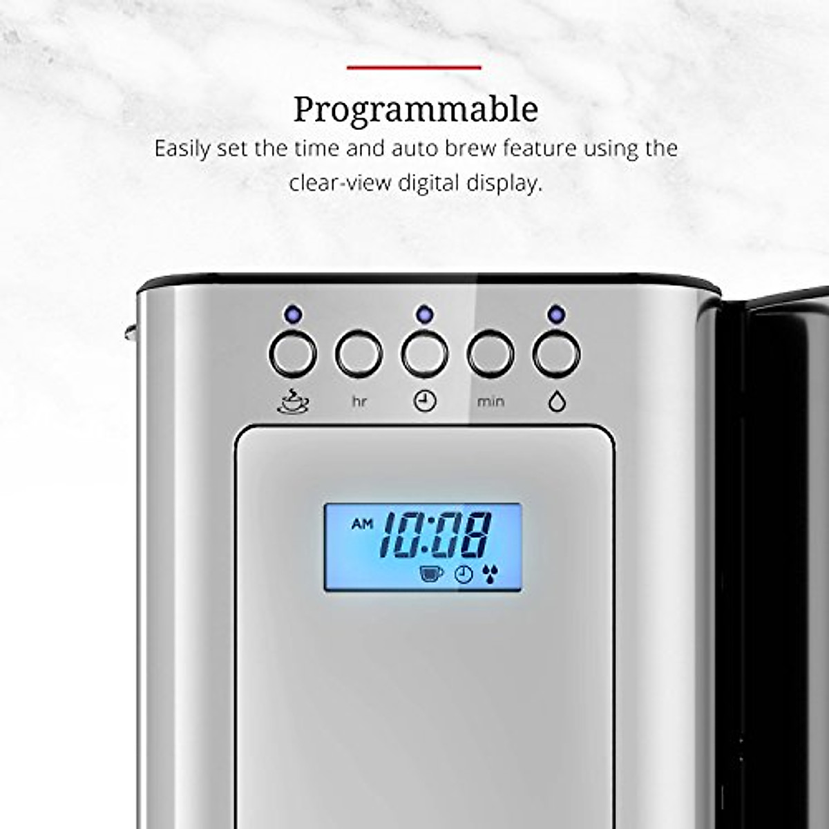 Russell Hobbs Glass Series 8-Cup Coffeemaker, Silver & Stainless Steel, CM8100GYR