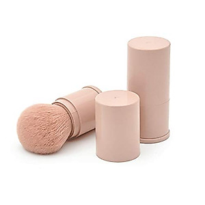 RN BEAUTY Retractable Powder Brushes Foundation Brush Blush Brush Bronzer Brush Face Blender Brush Professional Mineral Blending Buffing Kabuki Makeup Application Portable With Cover - Leather Pink
