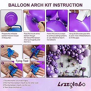 Lyzzglobo Purple Balloon Garland Kit, 183pcs Pastel Pearl Metallic Purple Balloon Arch Kit for Wedding Bachelorette Party Decorations Birthday Supplies