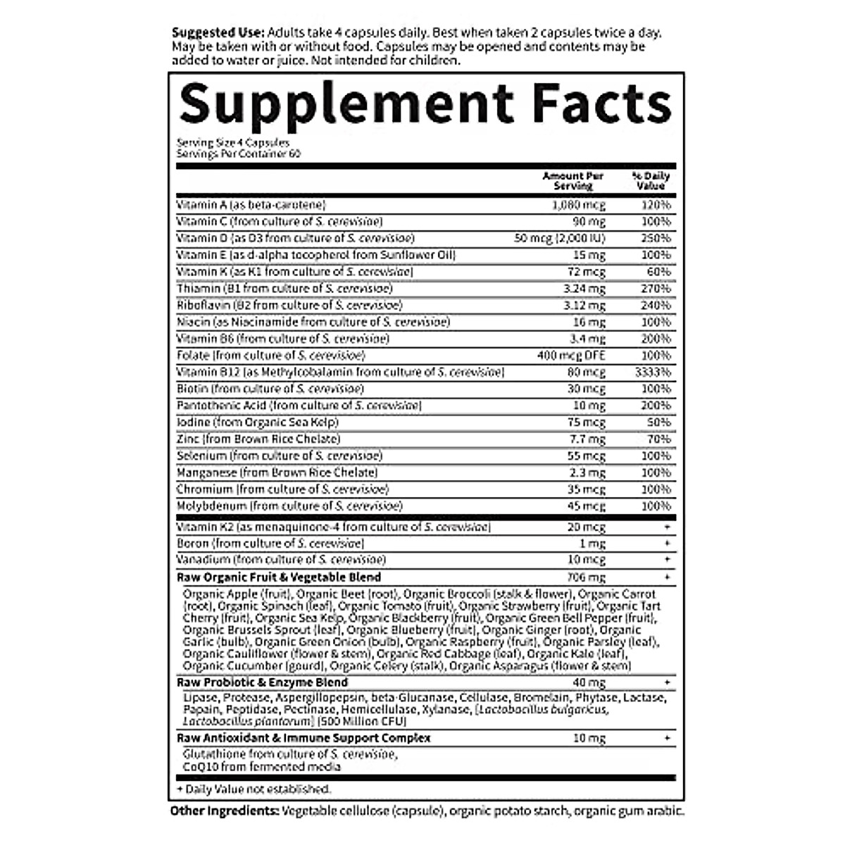 Garden of Life Multivitamin for Women 50 & Over, Vitamin Code Women 50 & Wiser Multi - 240 Capsules with Vitamins A, B, C, D3, E & K, CoQ10, Probiotics & Enzymes