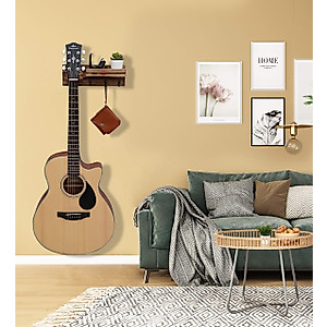 WELLAND Guitar Wall Hanger Guitar Holder Wall Mount, Guitar Accessories Rack with Pick Holder & 3 Hooks