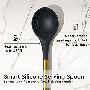 Black and Gold Knife Set with Block, Gold Kitchen Utensils, Gold Utensil Holder, Gold Measuring Cups and Spoons Set, Black and Gold Kitchen Gadget and Tools Set - Black & Gold Kitchen Accessories…