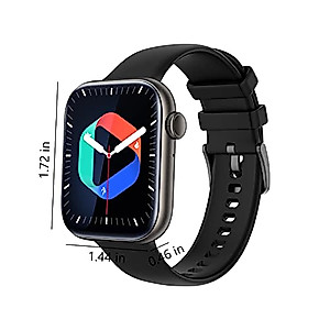 1.8" Full Touch Screen Smart Watch for Android & iOS Phones with Heart Rate & Blood Oxygen Monitor IP67 Waterproof, Multiple Sport Modes, Voice Assistant, Fitness Smart Watch for Women Men (Black)