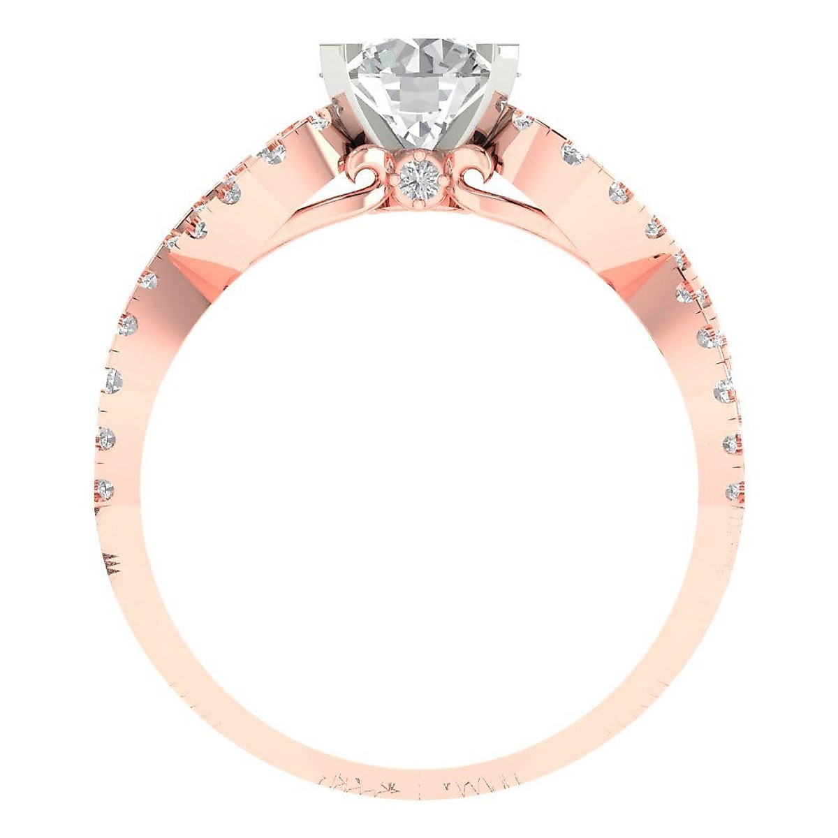 Clara Pucci 1.35 ct Round Cut Solitaire Moissanite Designer Anniversary Bridal Engagement Ring 14k Rose White Gold